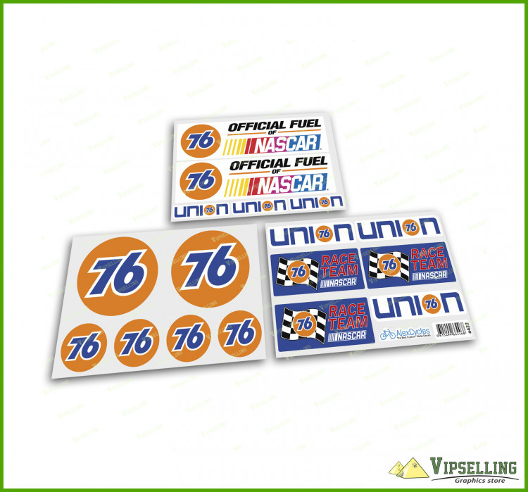 76 Oil Gas Union Nascar Retro Race Drag Hot Rod Car Decals Stickers Set