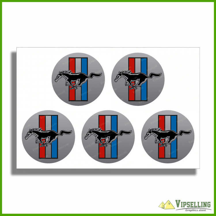 Ford Mustang Shelby Silver Wheel Caps Center Decals Stickers Set ...