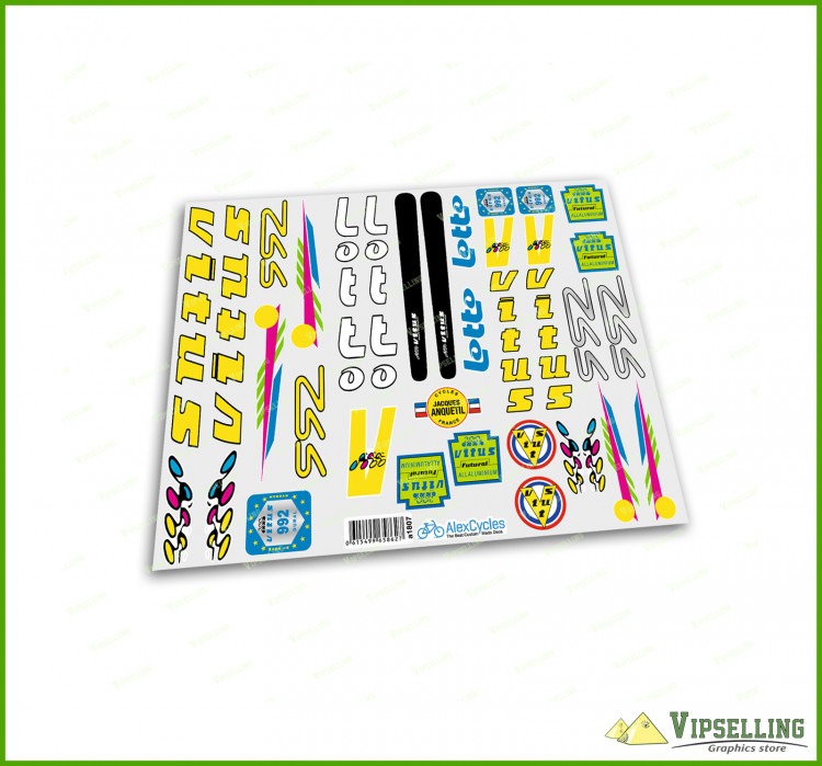 Rare VITUS Lotto 992 Team Bicycle Yellow Decals Stickers for Re-sprays ...