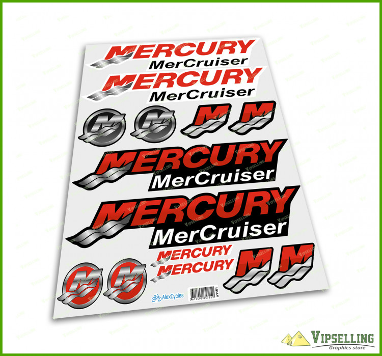 Mercury Motors MerCruiser Outboards Laminated Decals Stickers Emblems ...