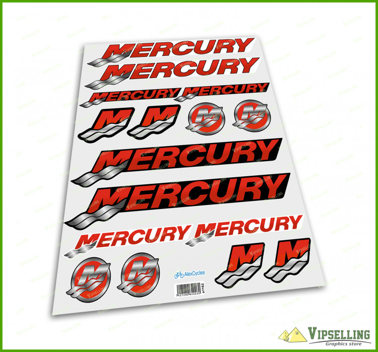 Mercury Outboards Laminated Decals Stickers Emblems Logos Kit ...