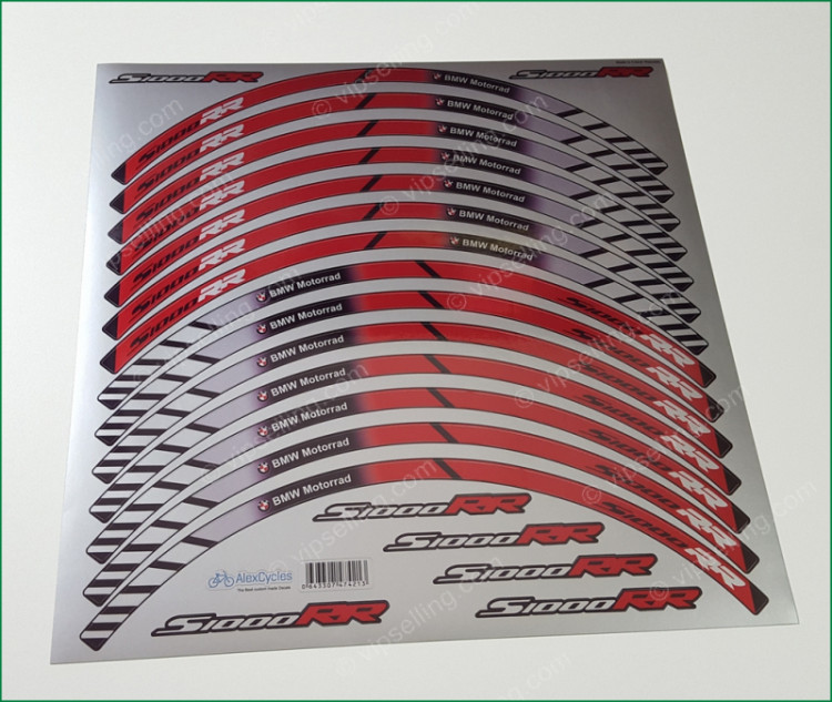 BMW S1000RR Motorcycle Wheel Silver Decals Rim Sticker Stripes Motorrad ...