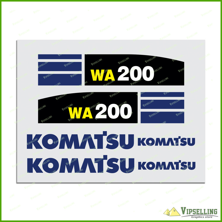 Full KOMATSU WA 200 Wheel Loader High Cast Vinyl Decals Stickers Kit ...