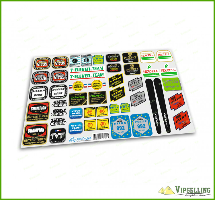 A lot of VITUS Champion EDDY MERCKX Decals Stickers Kit for Re-sprays ...