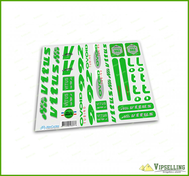 Rare VITUS Lotto Ovoid 992 Team Bicycle Green Decals Stickers for Re ...