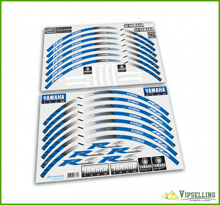 YAMAHA YZF R6 Motorcycle Bike Wheel Rim Blue Laminated Stripes Decal ...