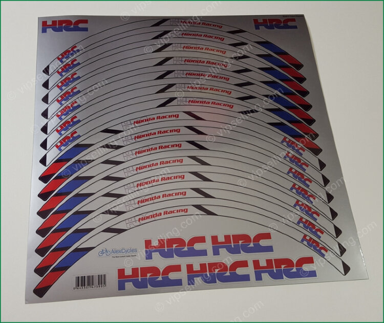 HONDA HRC Racing Wheel Silver Decals Rim Stickers Stripes Set Laminated ...