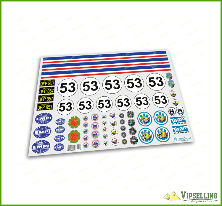Herbie VW Beetle Lot of Decals the Love Bug Stickers Kit New Look 1/18 ...