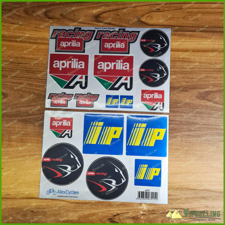 aprilia Racing Silver Motorbike Motorcycle 17 Laminated Decals Set RSV ...