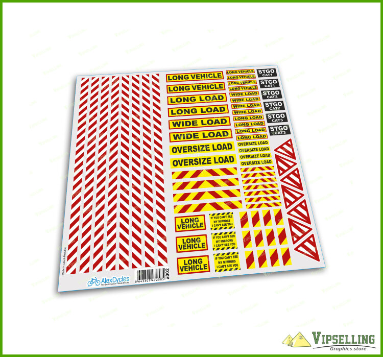 14th Scale Truck Warning Safety Sign Decals Stickers Kit Oversize Wide ...