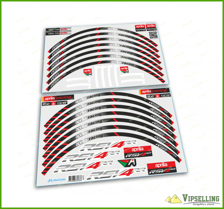 aprilia Factory Racing RSV4 RR Decals Motorcycle Laminated Wheel Rim ...