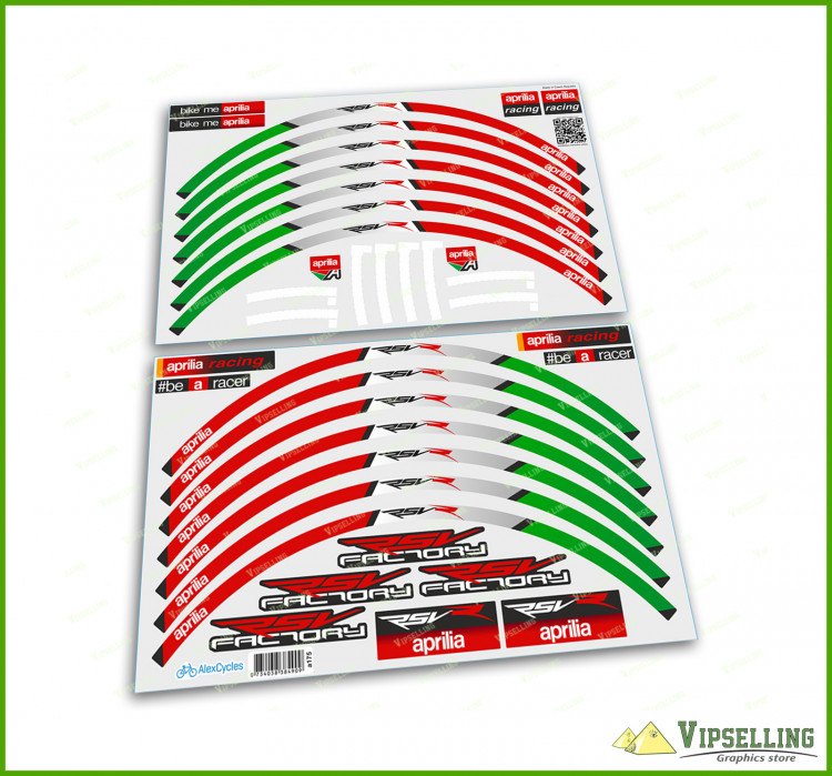 aprilia Racing RSV R Factory Decals Motorcycle Laminated Wheel Rim ...