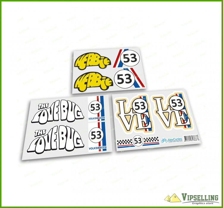 Herbie The LOVE Bug Volkswagen Vinyl Decals Stickers Emblems Kit ...