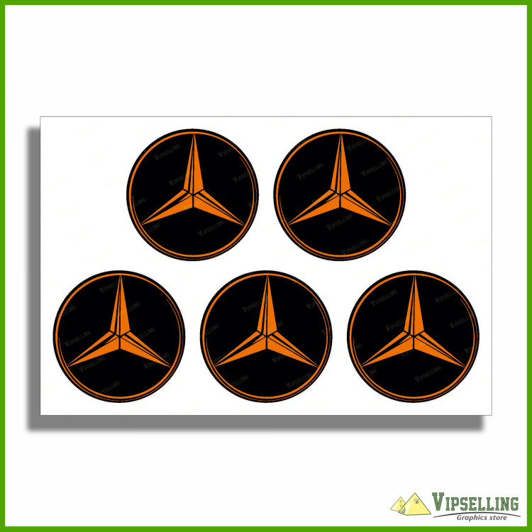 AMG Mercedes Orange Wheel Caps Center Decals Set | vipselling.com