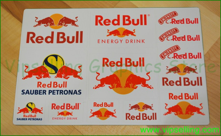 Red Bull Sponsor Decals Stickers Kit for tuning your motorcycle or car.