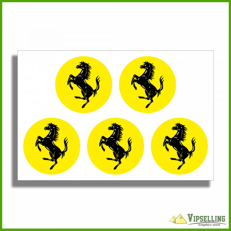 Enzo Ferrari Wheel Center Cap Yellow Laminated Vinyl Decals Set ...