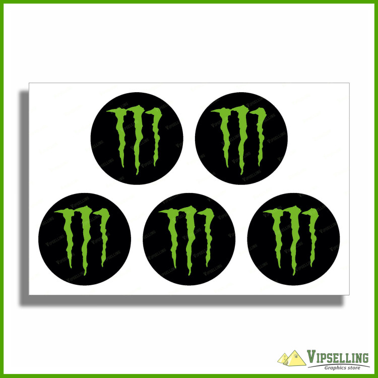 Monster Energy Silver Wheel Center Caps Decals Set Any Size ...