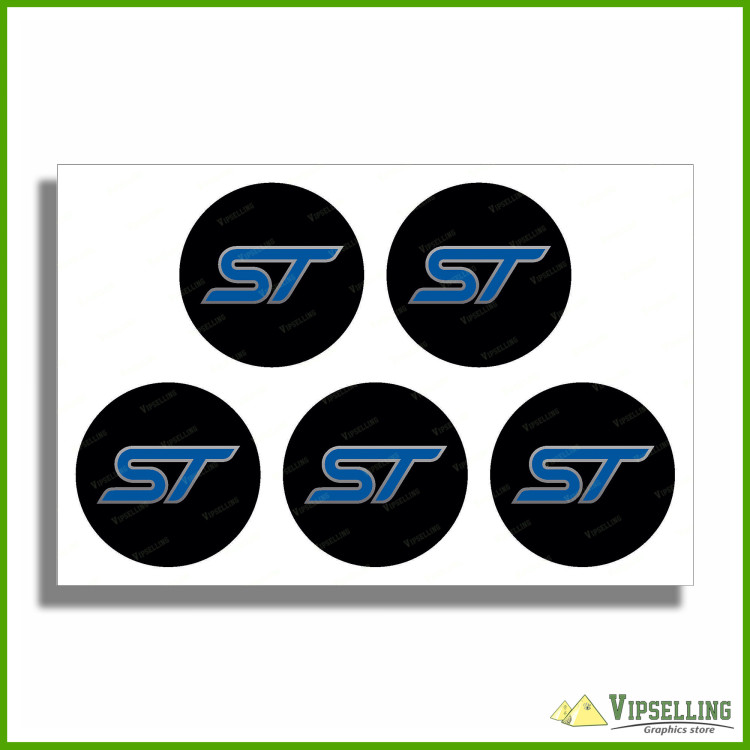 Ford ST Racing Focus Fiesta Silver Wheel Center Caps Laminated Decals ...