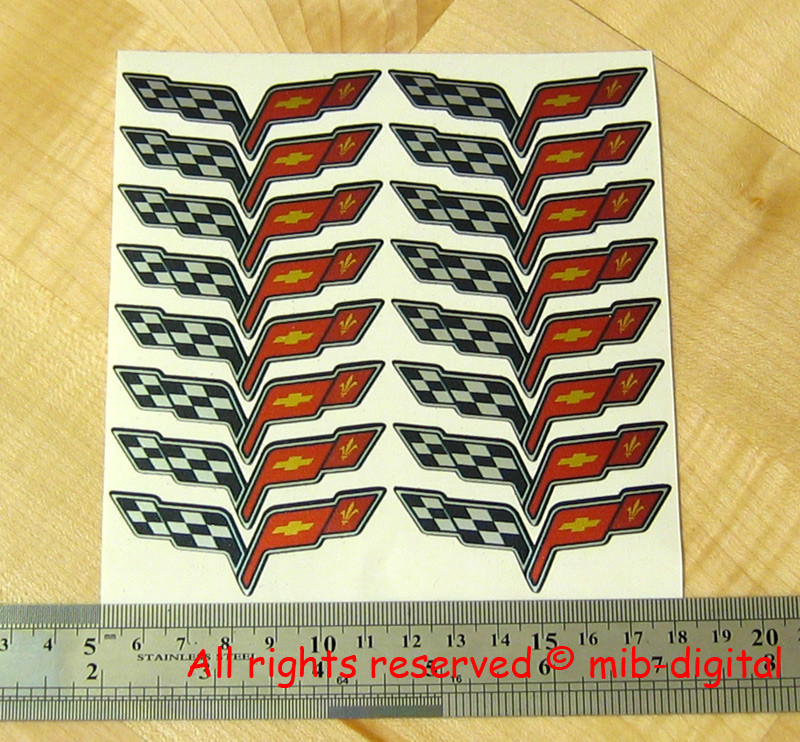 Corvette C6 Wheel Cap Logo Decals Stickers 5 Silver Pieces