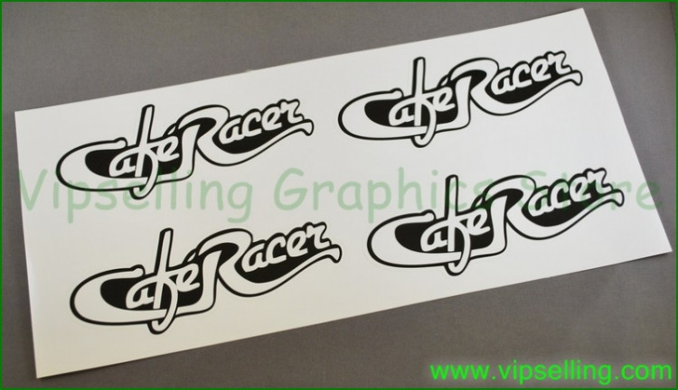 Cafe Racer Retro Script Style Decals Stickers Logos
